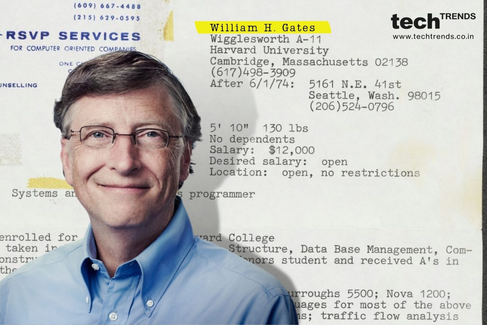 Bill Gates Shares His 48-Year-Old Harvard University Resume: A ...
